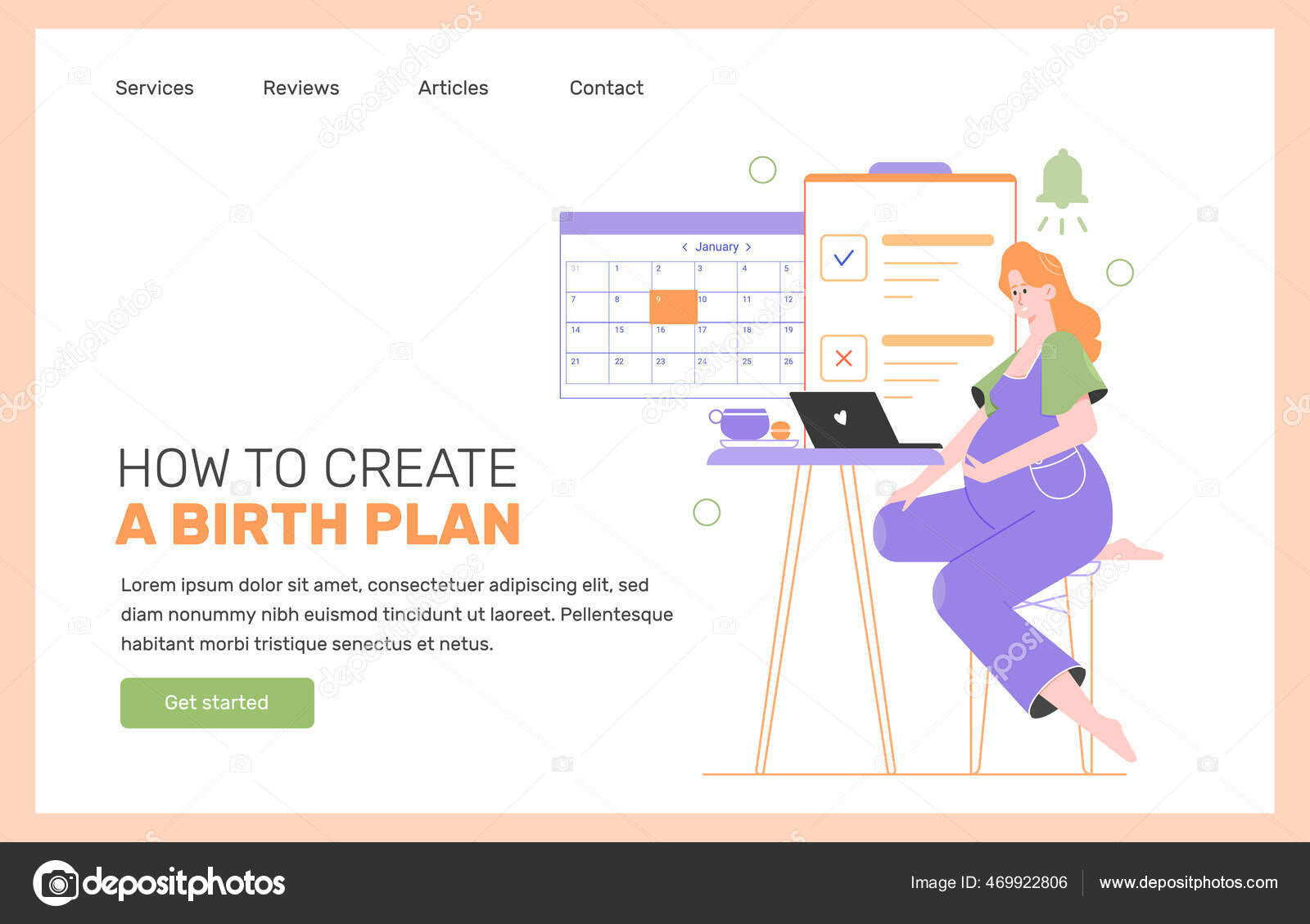 Planificación del embarazo. Concepto de página de destino. Vector de ...