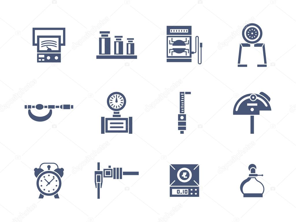 Instrumentos de medición glifo estilo vector iconos 2024