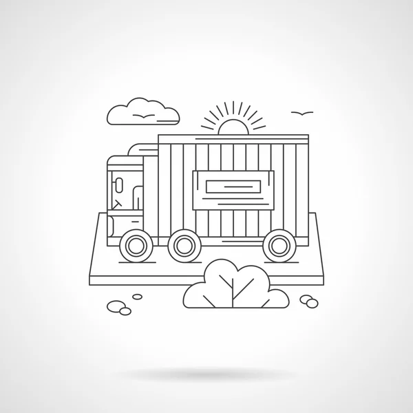 Freight car detailed line vector illustration - Stock Image - Everypixel