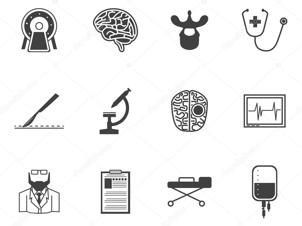 Black vector icons for neurosurgery Stock Vector Image by ...