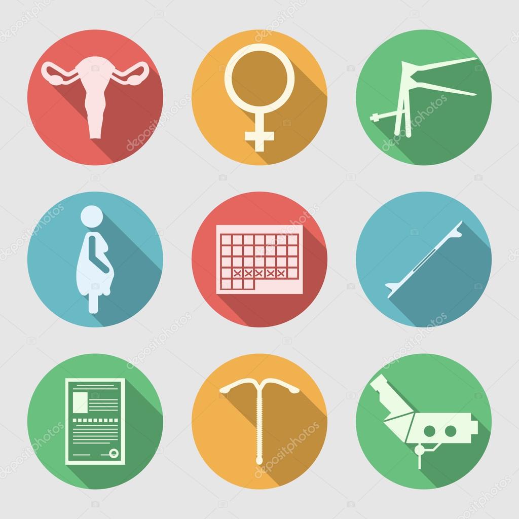 Iconos De Vectores Planos Para Obstetricia Y Ginecología Vector