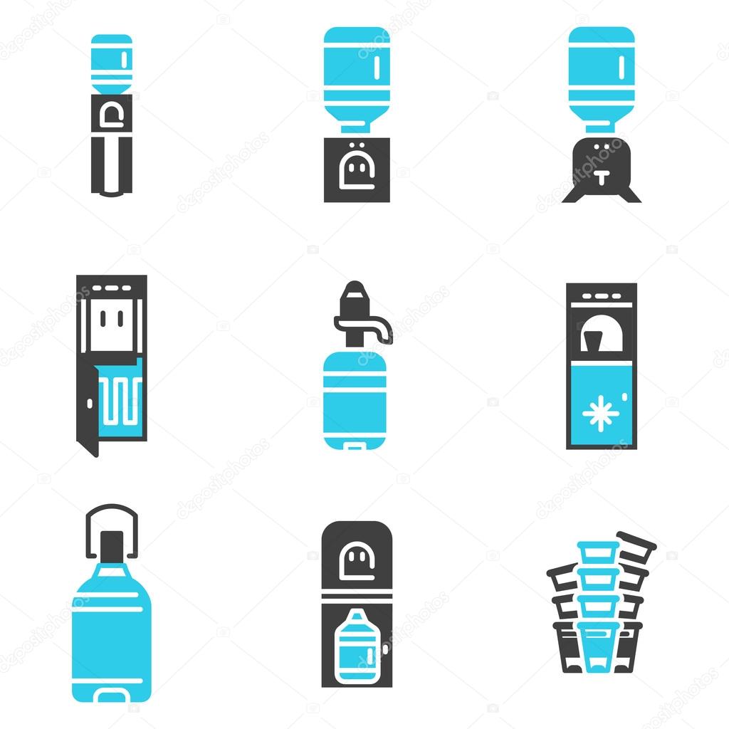 Water cooler supplies flat vector icons set Stock Vector by ©YershovOleksandr1 80129194