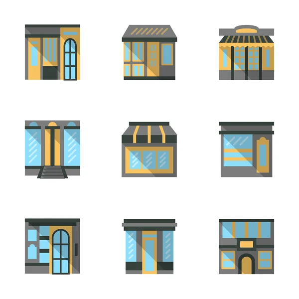 Store and cafe fronts flat line vector icons Stock Vector Image by ...