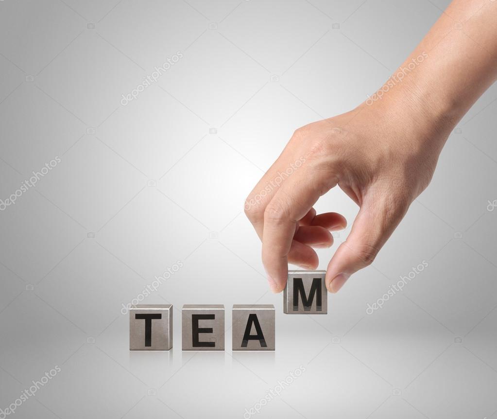 Concept word forming metal box in the open hand — Stock Photo ...