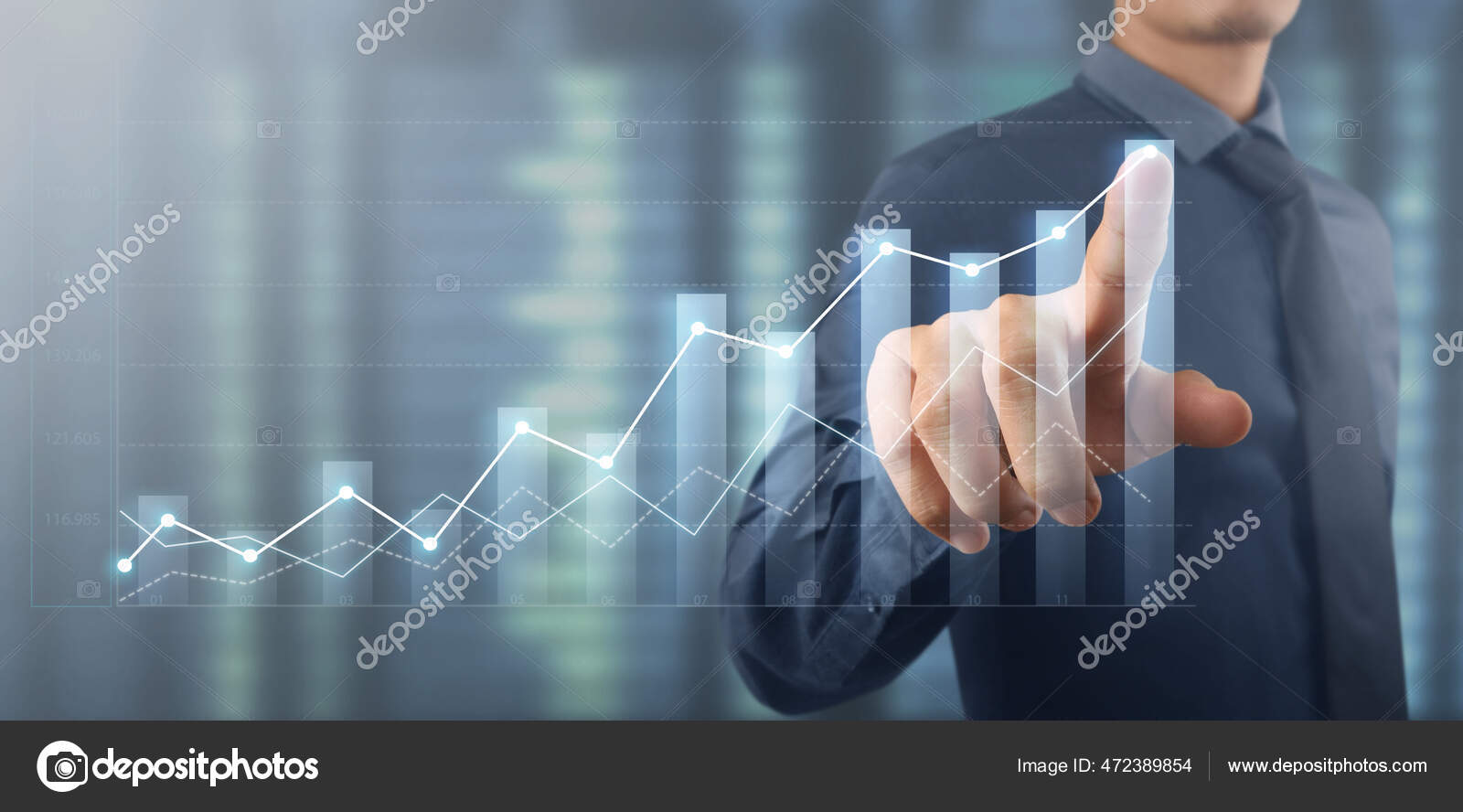 Businessman Plan Graph Growth Increase Chart Positive Indicators His ...