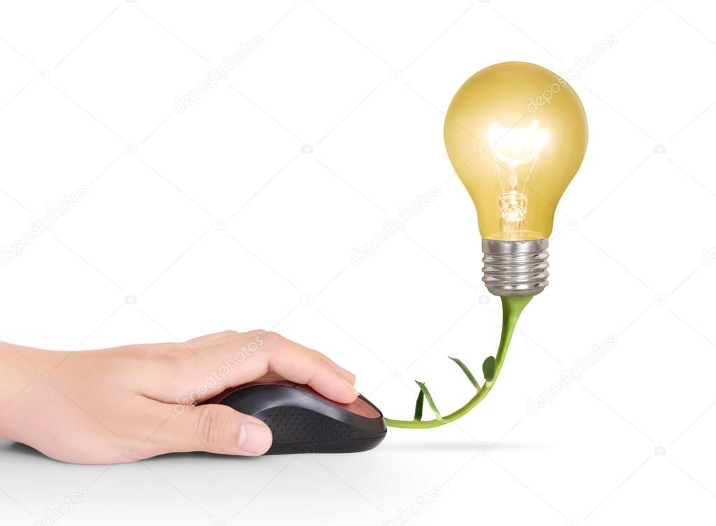 Light bulb symbol with computer mouse sign — Stock Photo © aeydenphumi ...