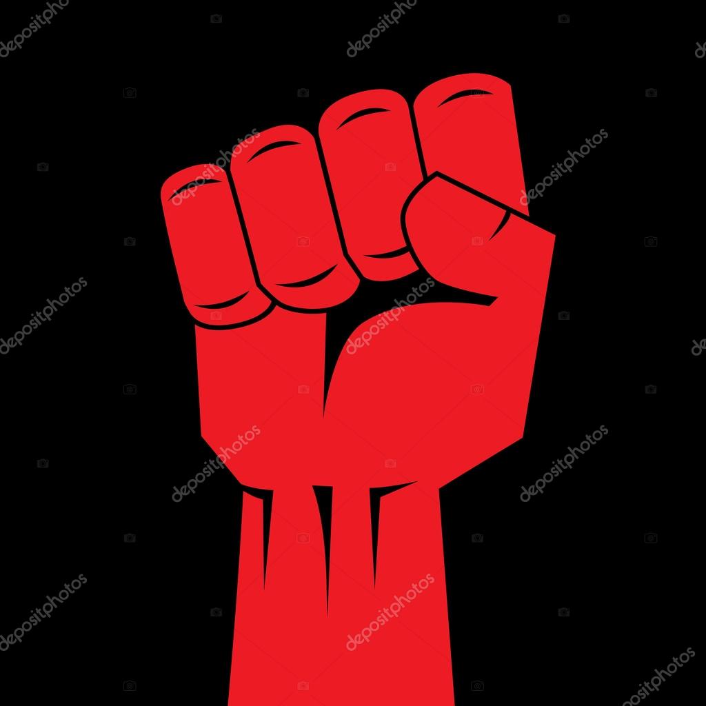 Puño rojo apretado vector de mano. Victoria, concepto de rebelión ...