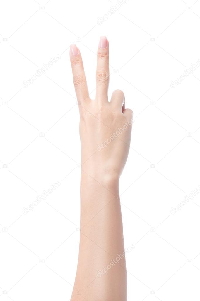 Counting woman hands two, number 2 isolated — Stock Photo © aha_x ...
