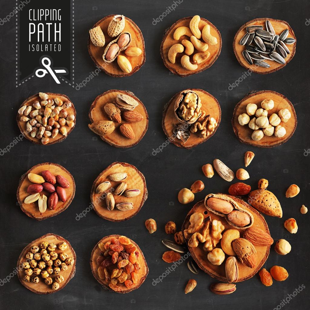 Isolated nuts set with clipping path. — Stock Photo © erryan #105512476