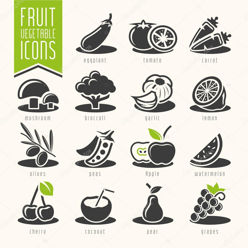 Conjunto De Iconos De Frutas