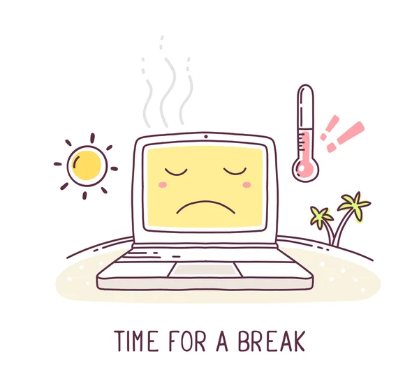 Sad computer cartoon Vector Art Stock Images | Depositphotos