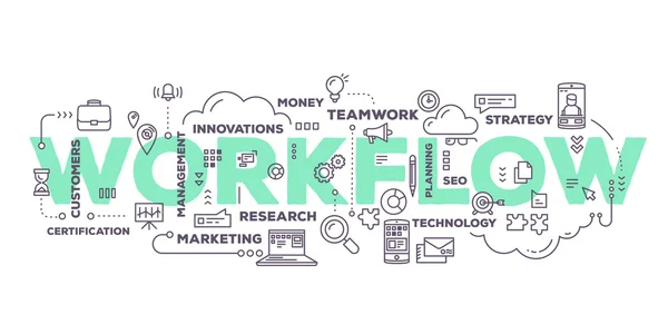 Vector creative illustration of workflow word lettering typograp Stock ...