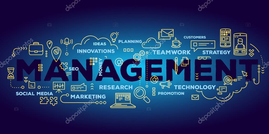 Vector creative illustration of management word lettering typogr Stock ...