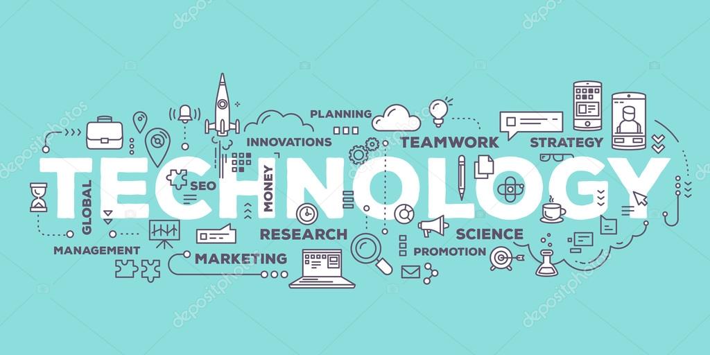Vector creative illustration of technology word lettering typogr Stock ...