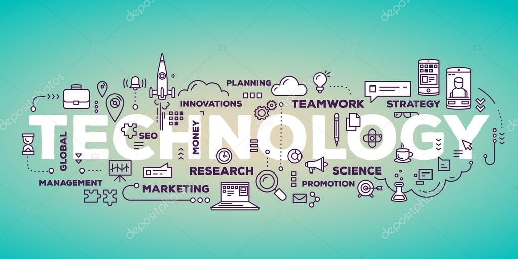 Vector creative illustration of technology word lettering typogr Stock ...