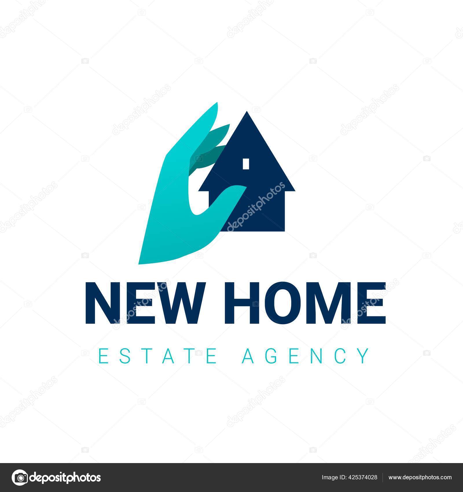Vector Color Real Estate Logo Home Hand Word New Home Stock Vector ...