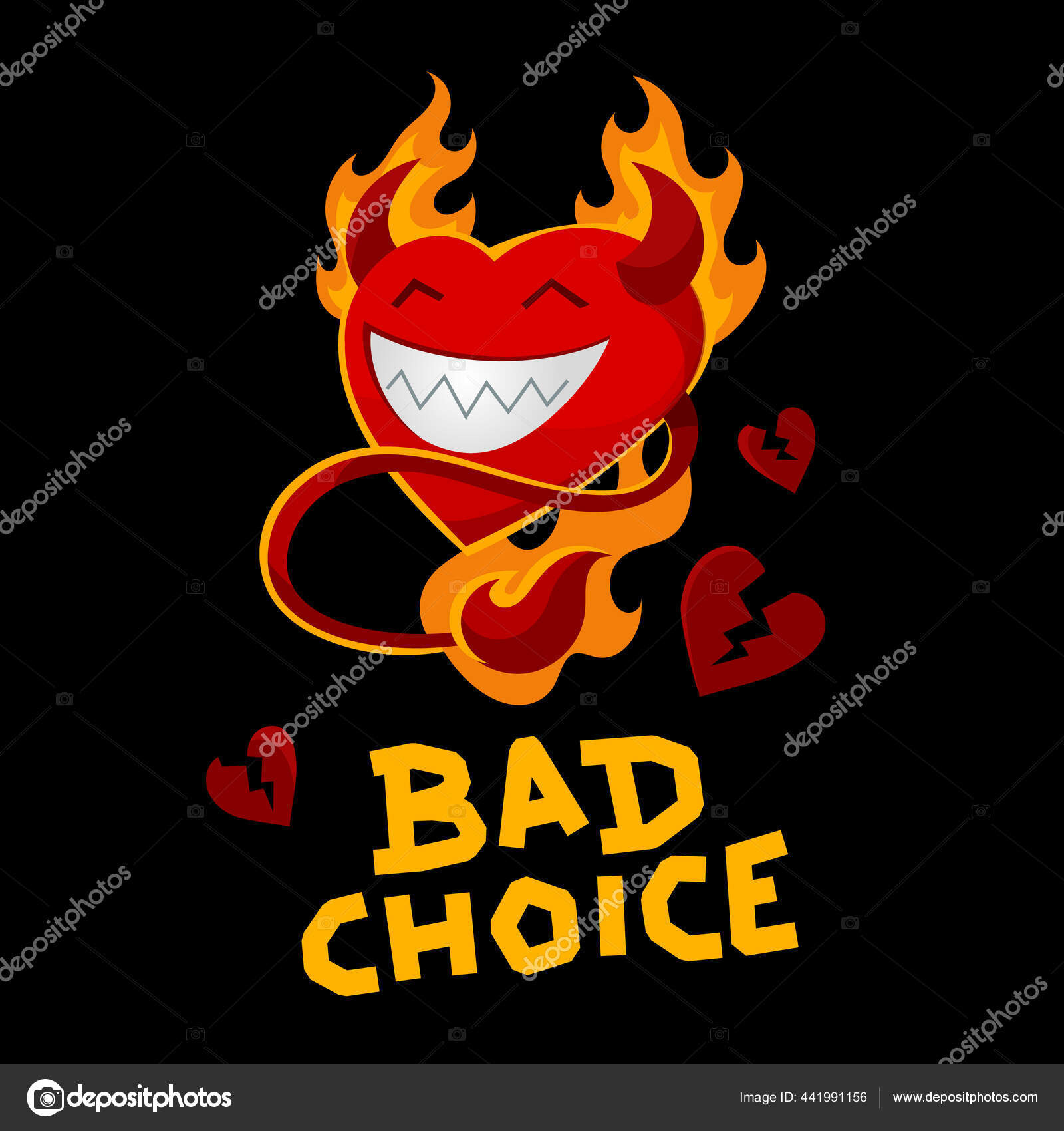 Vector Red Cute Happy Heart Devil Character Smile Horns Fire Stock ...