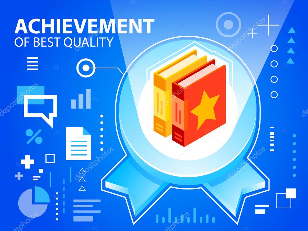 Bright illustration emblem and books Stock Vector by ©wowomnom 54128465