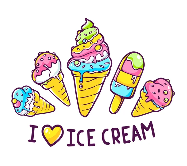 Ice cream love Vector Art Stock Images | Depositphotos