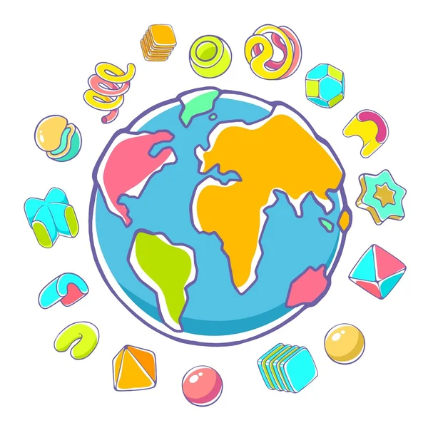 Vector Illustration Planet Earth Flat Cartoon Style Poster Children ... Vector Illustration Planet Earth Flat Cartoon Style Poster Children ...