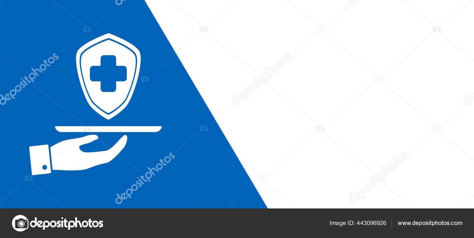 Concept Health Insurance Blue White Background Copy Space Panoramic ...