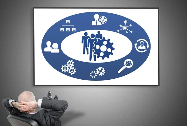Relaxed Businessman Looking Leadership Concept Whiteboard Stock Photo ...