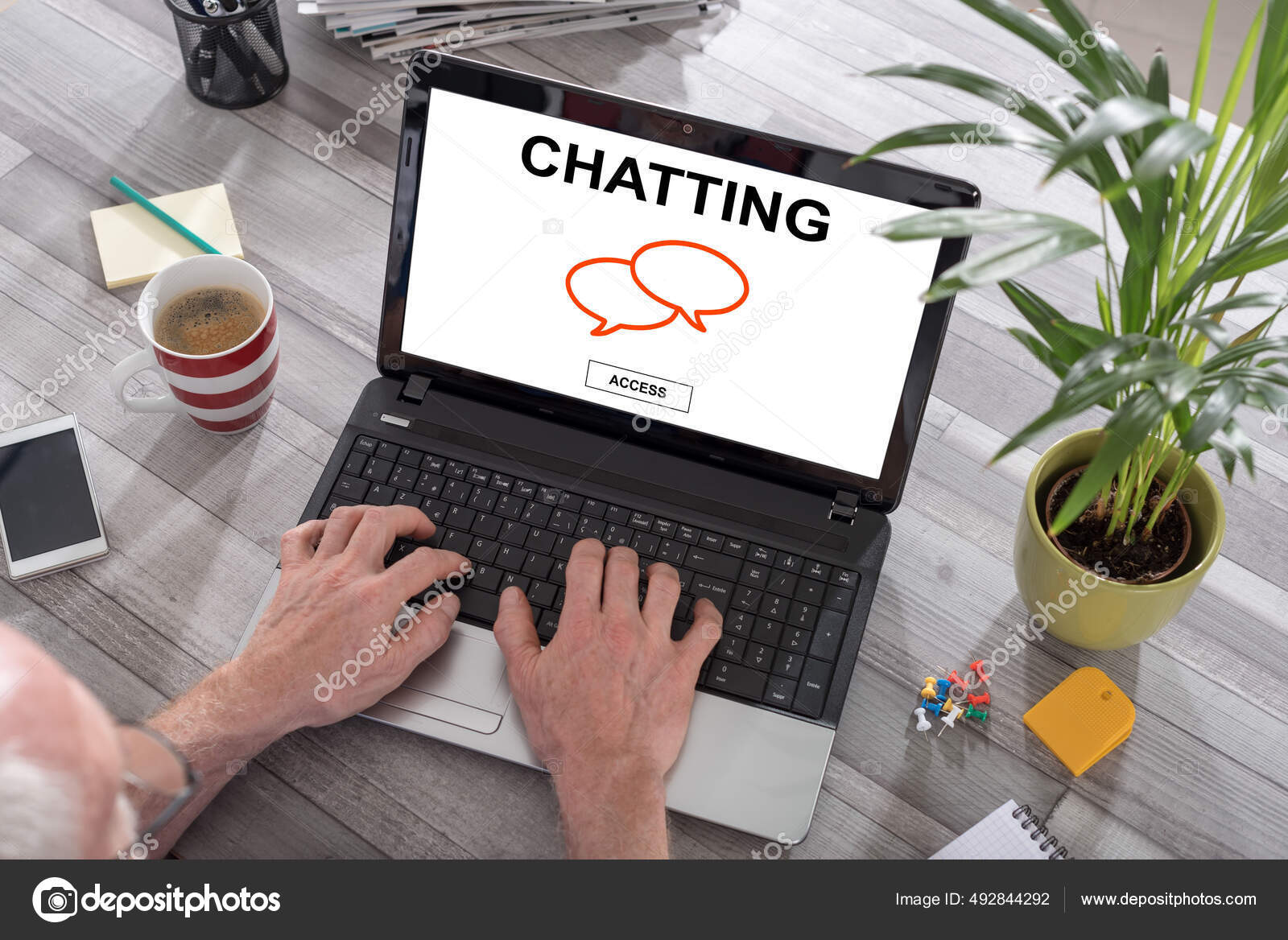 Man Using Laptop Chatting Concept Screen — Stock Photo © thodonal ...