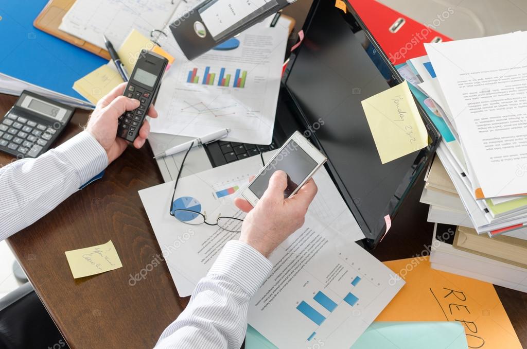 Overworked businessman — Stock Photo © thodonal #78358438