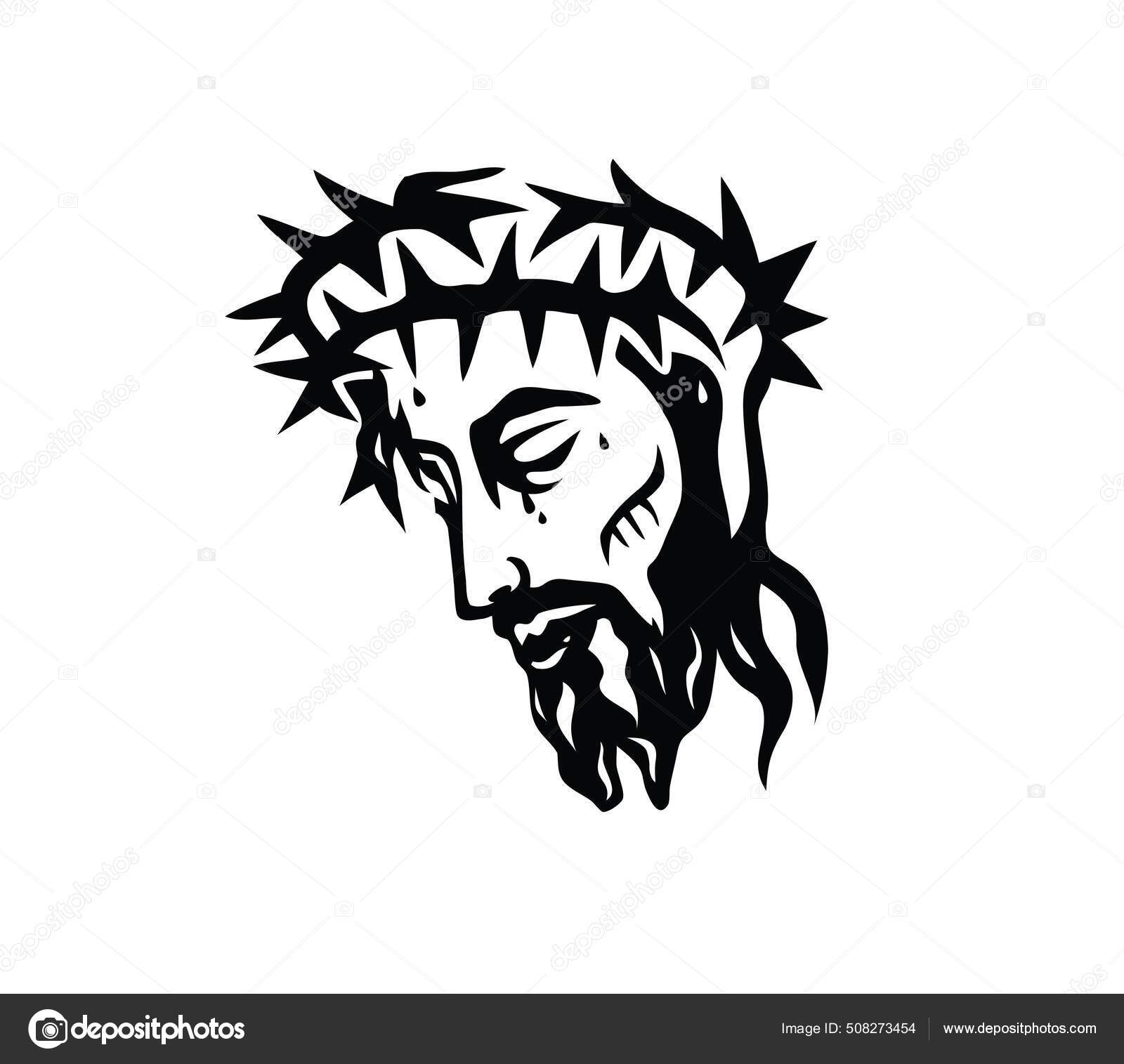 Jesus Face Silhouette Art Vector Design Stock Vector by ...