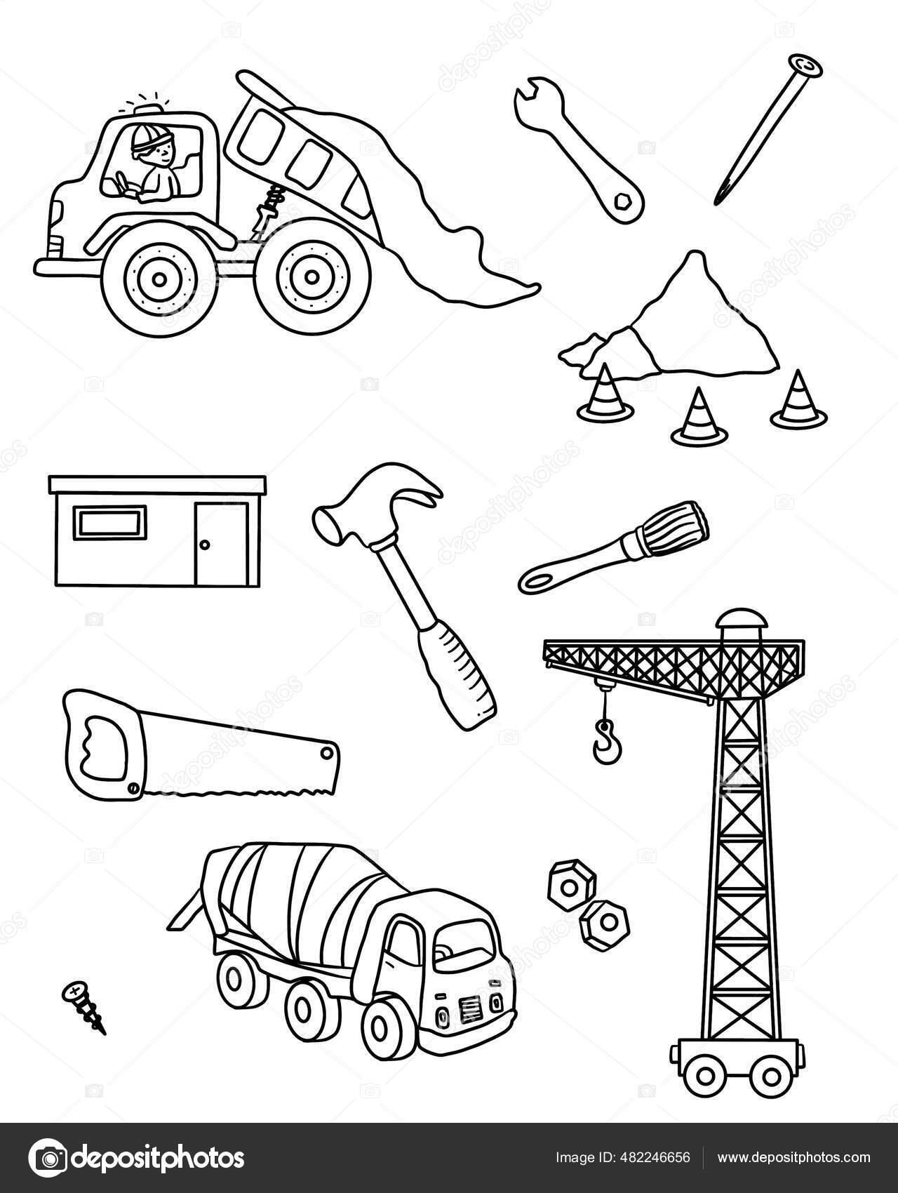 Set Objects Colouring Page Stock Illustration by ©Maryia3007 #482246656