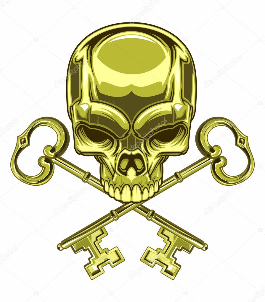 Golden skull — Stock Vector © guntariana #63210463