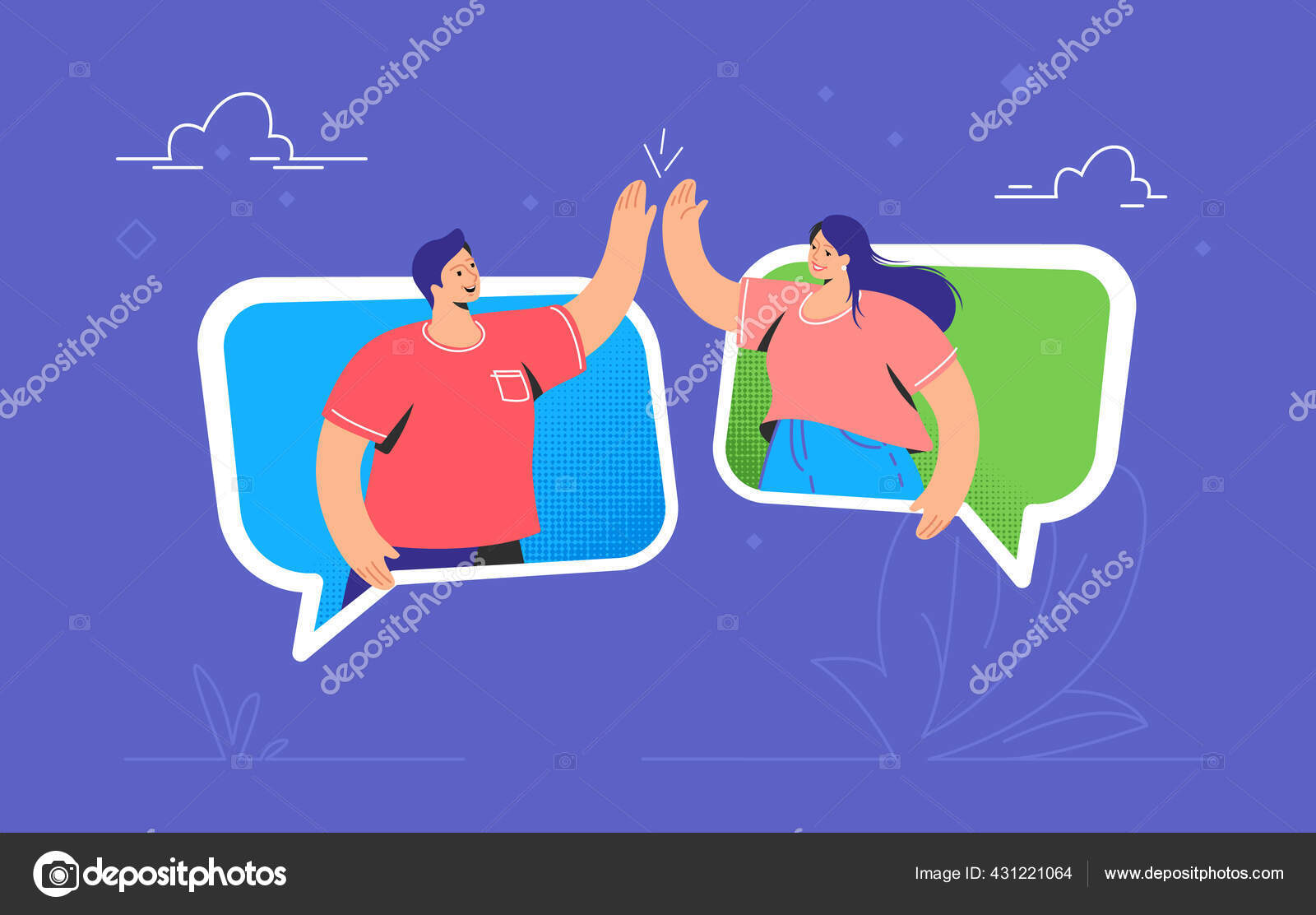 Friendly chat and online conversation between two friends Stock Vector ...