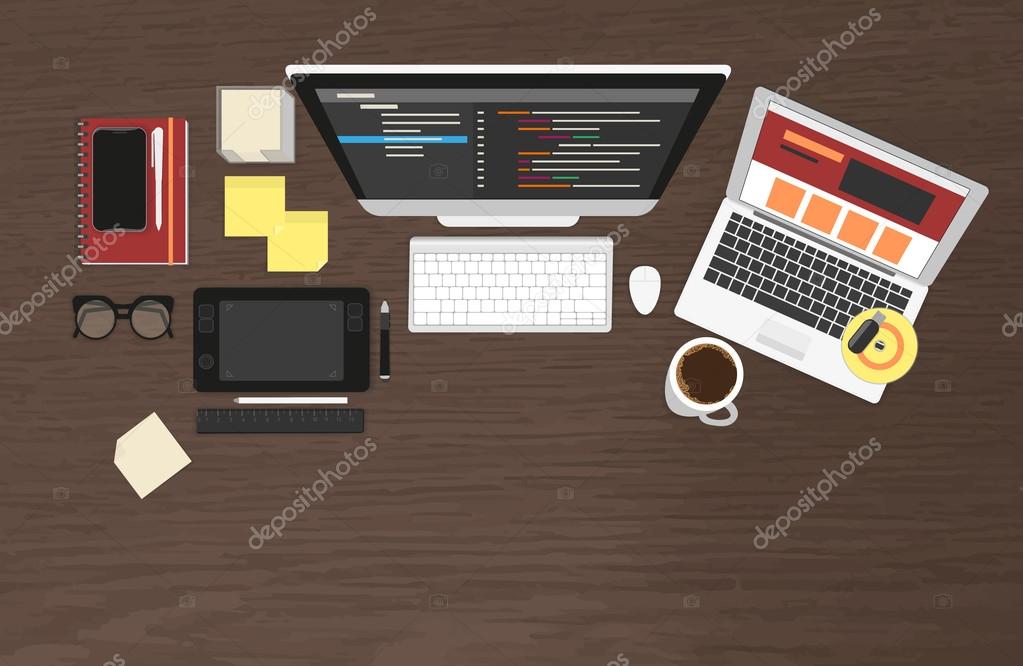 Realistic workplace organization Stock Vector Image by ©Julia_Tim #56501885