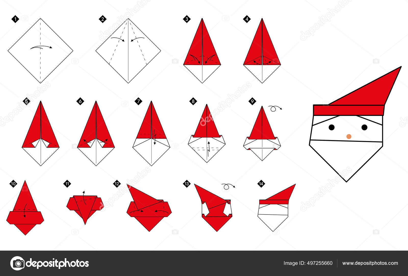 Image vectorielle Comment Faire Simple Origami Santa Claus Tête ...