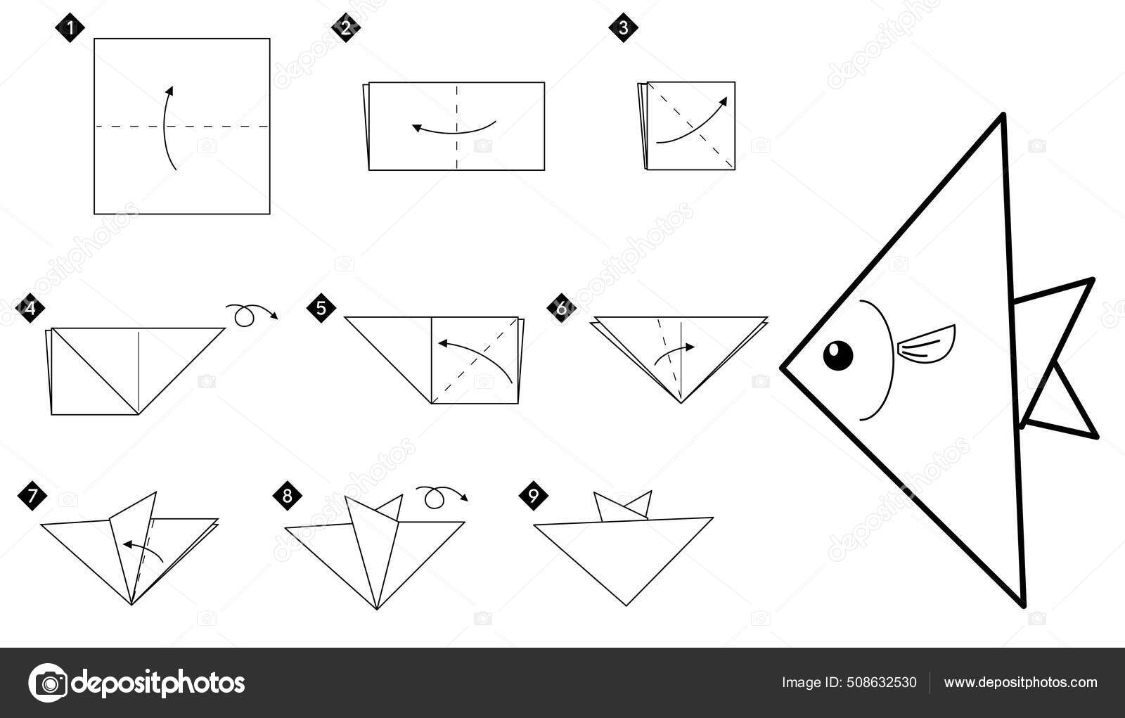Como Fazer Peixe Triângulo Origami Passo Passo Simples Instruções Diy ...