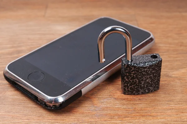 Smartphone and lock, protection of personal information - Stock Image ...