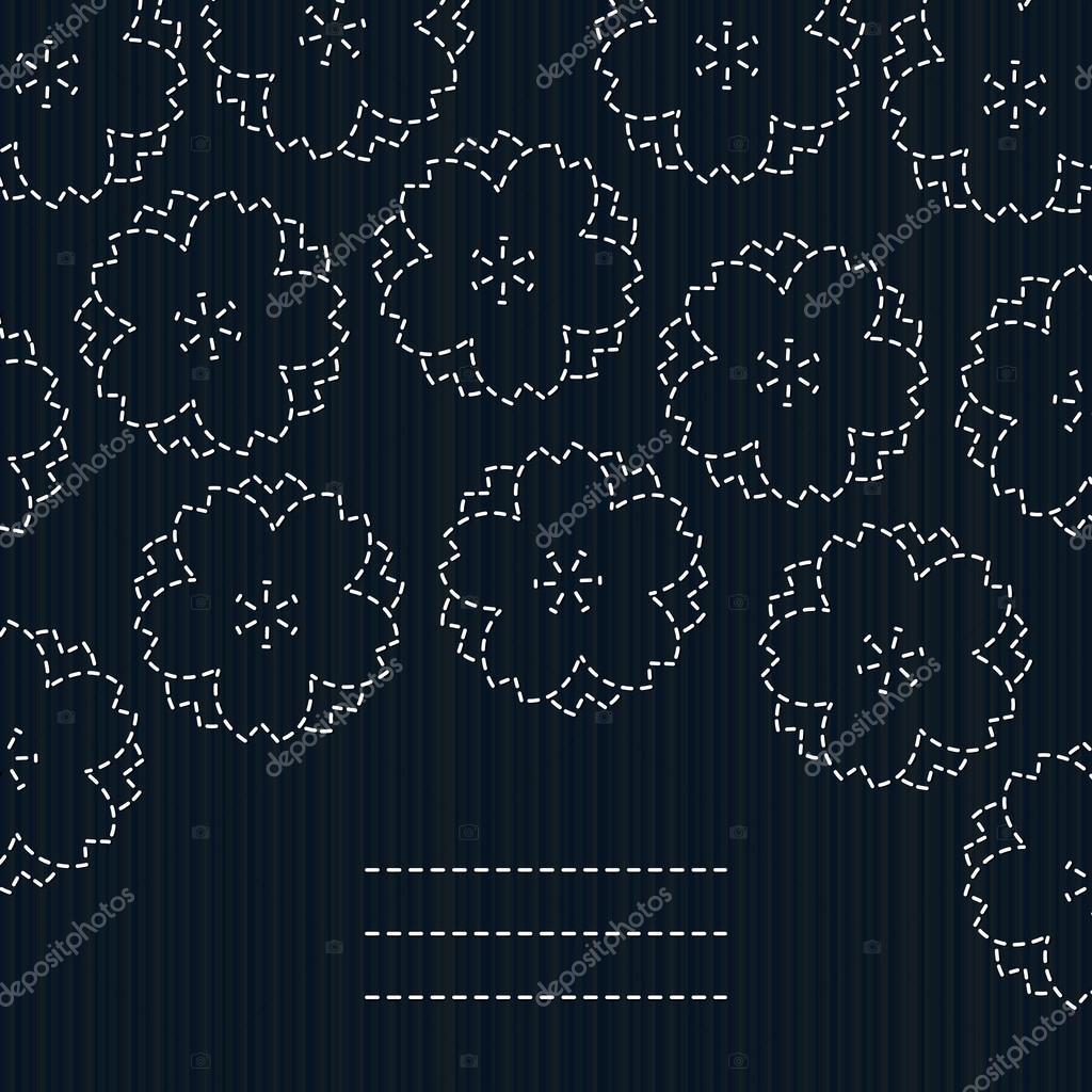 Japanese quilting. Sashiko banner. Sakura flowers. Stock Vector Image ...