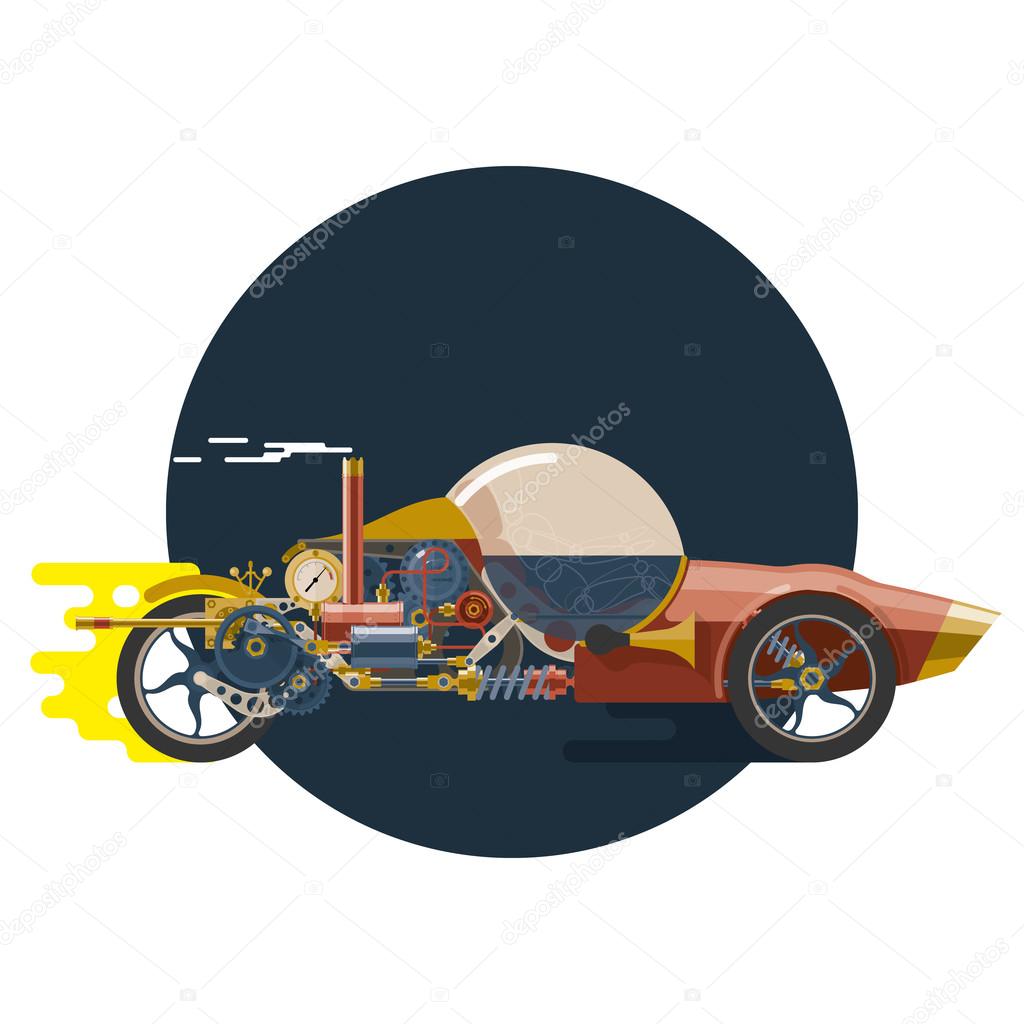Start up concept, steampunk, racing car Stock Vector by ©Badalov 109034180