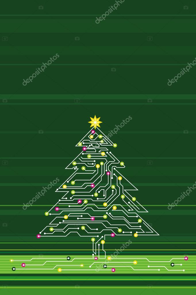 Christmas tree made of electronics elements, vector Stock Vector Image ...