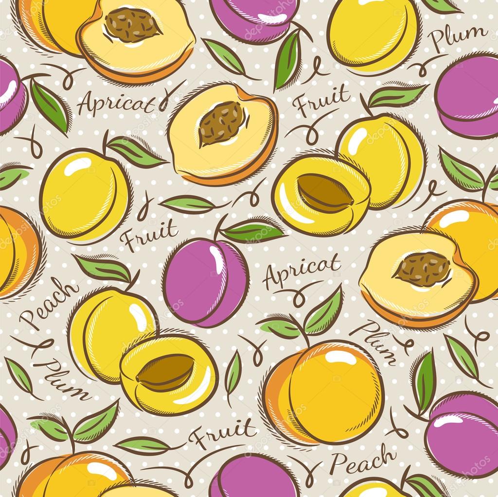 Background with apricot, plum and peach Stock Vector by ©sunnyfrog 74915179