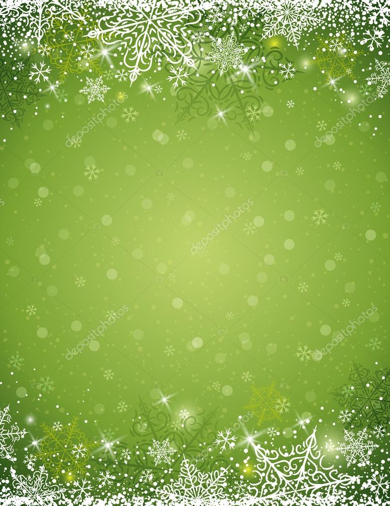 Green background with frame of snowflakes, vector Stock Vector Image by ...