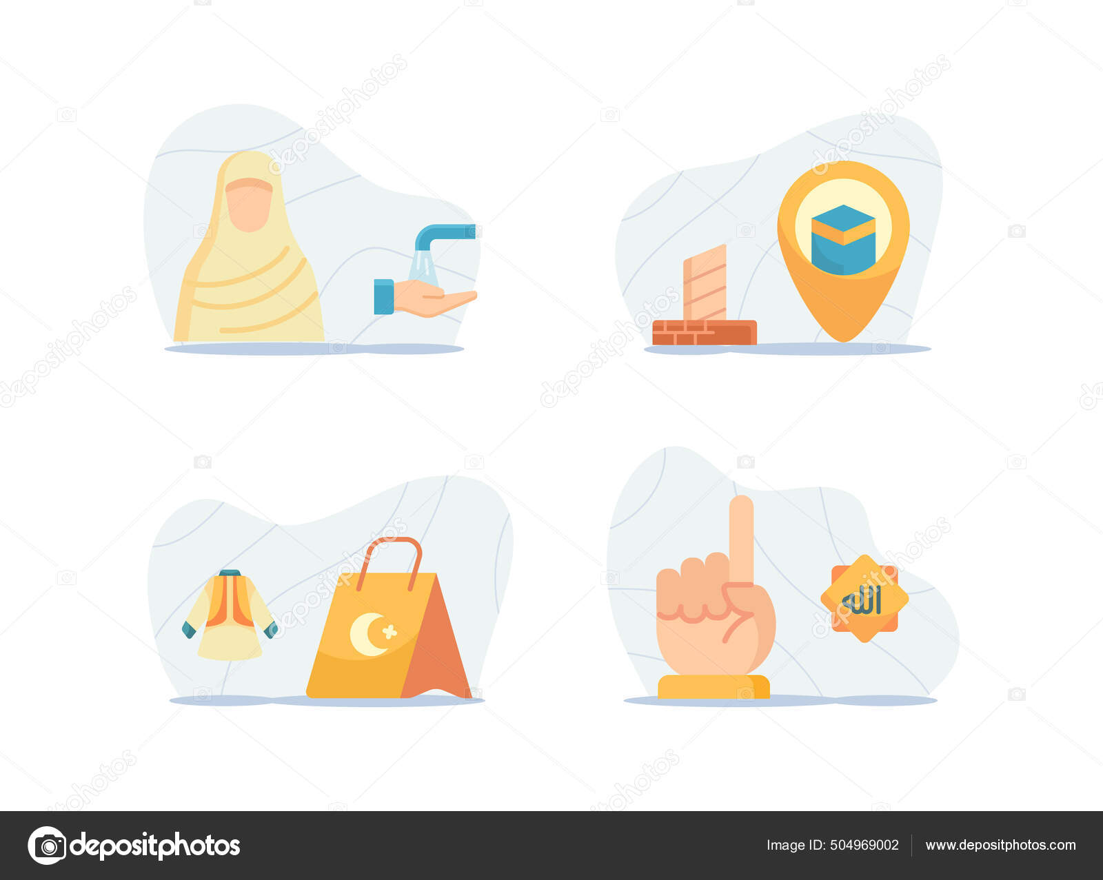 Sacrifice Set Collection Package White Isolated Background Modern Flat ...