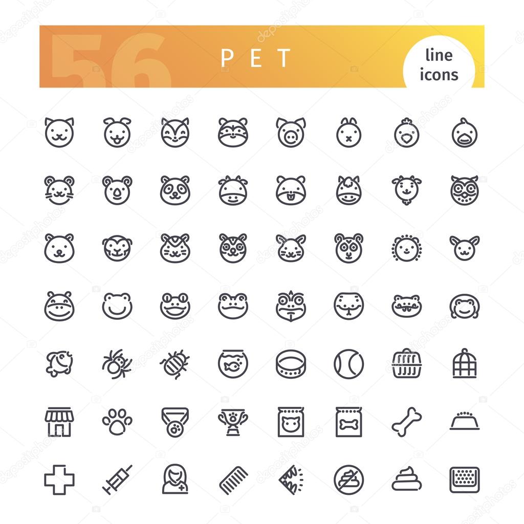 Pet Line Icons Set Stock Vector by ©Voysla 123997774