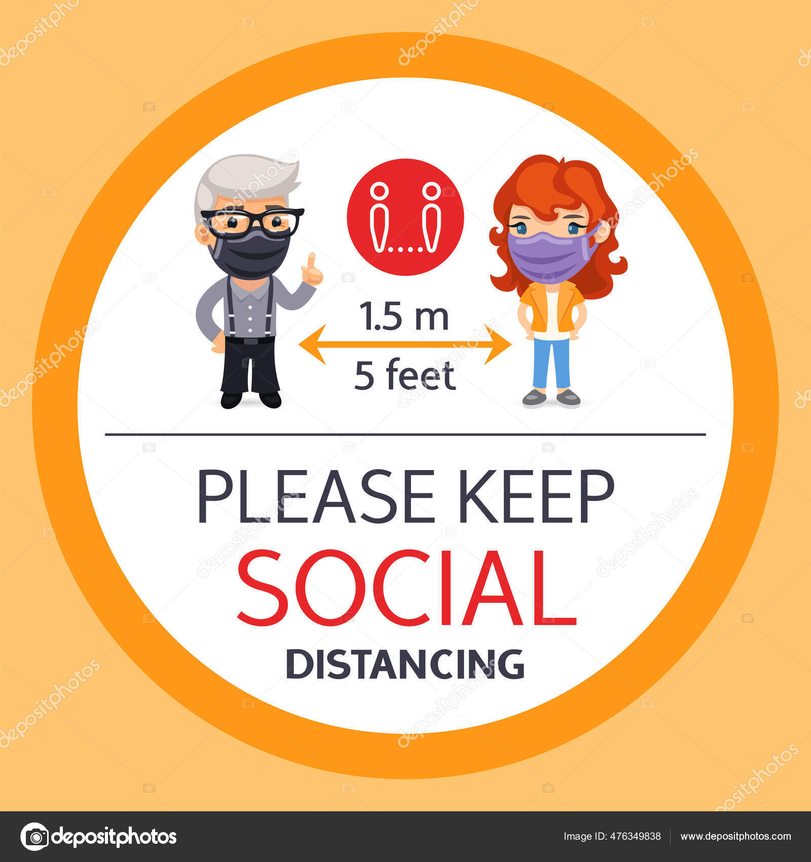 Please Keep Social Distancing Round Poster Stock Vector by ©Voysla ...
