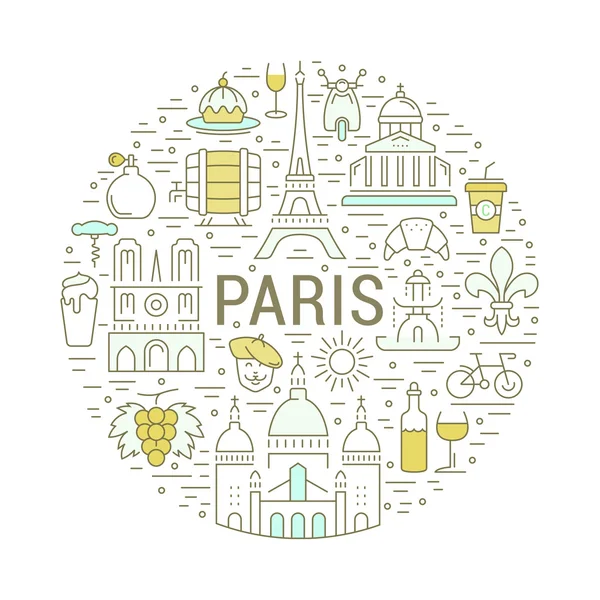 Vector stylized map of Paris with landmarks and symbols of France Stock ...