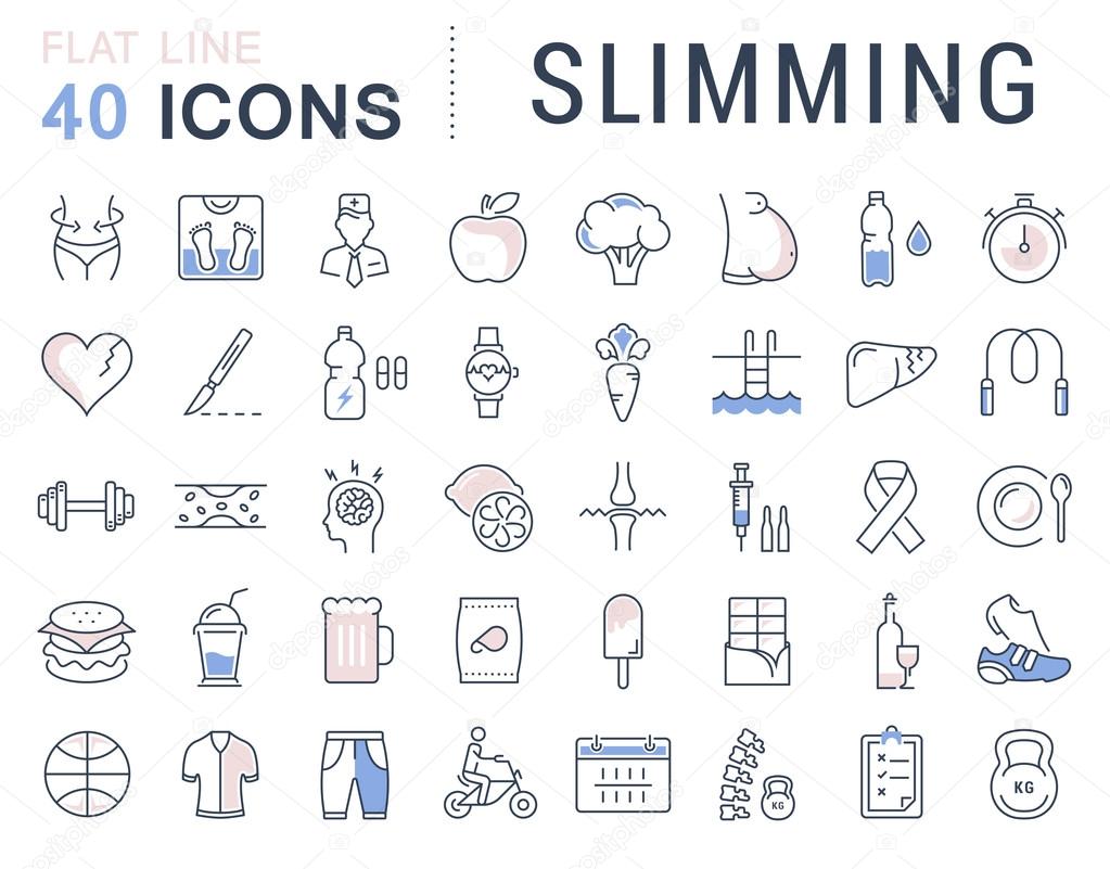 Set Vector Flat Line Icons Slimming Stock Vector Image by ©andrei45454 ...