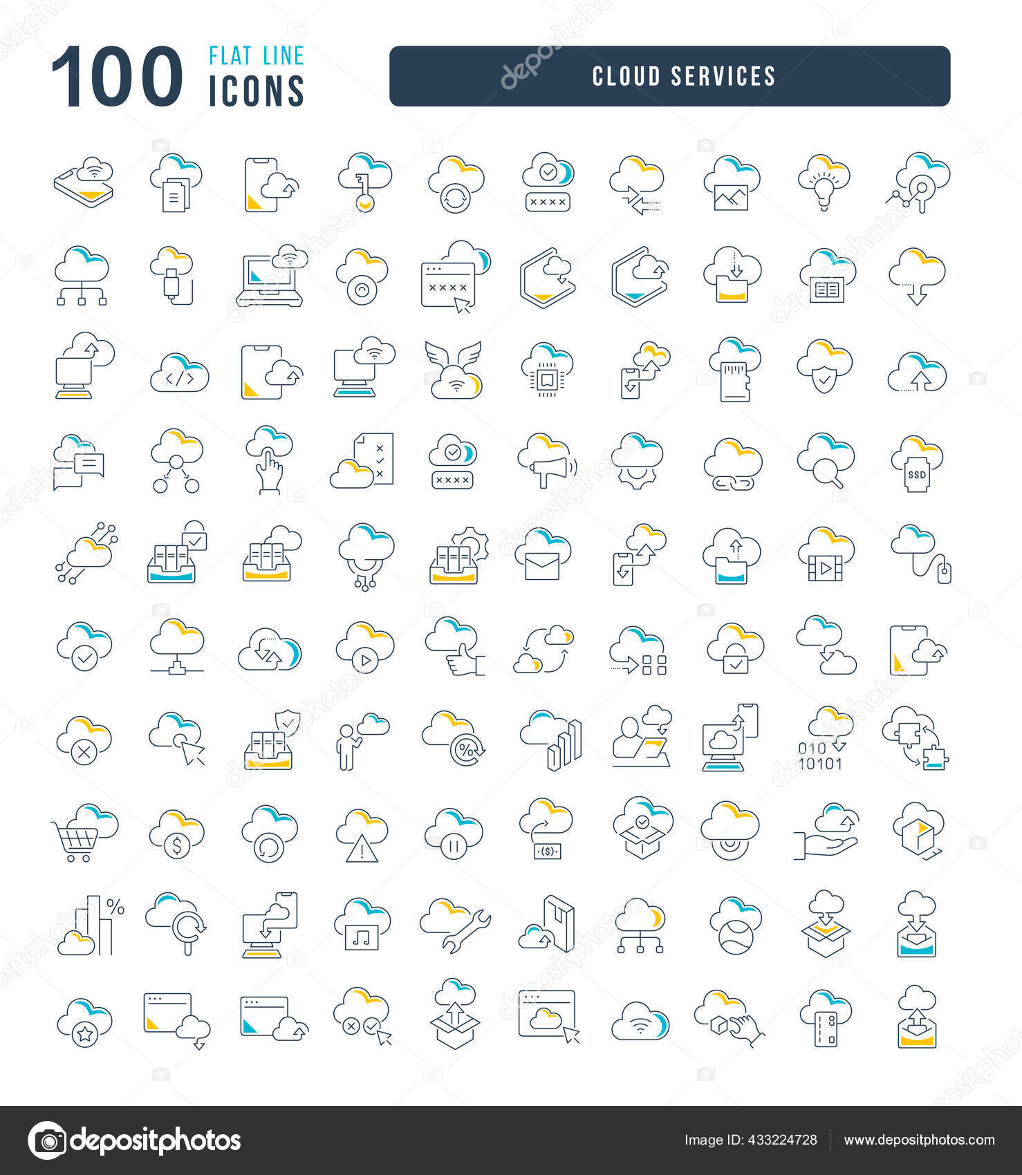 Cloud Services Collection Perfectly Thin Icons Web Design App Most Stock Vector Image by ...