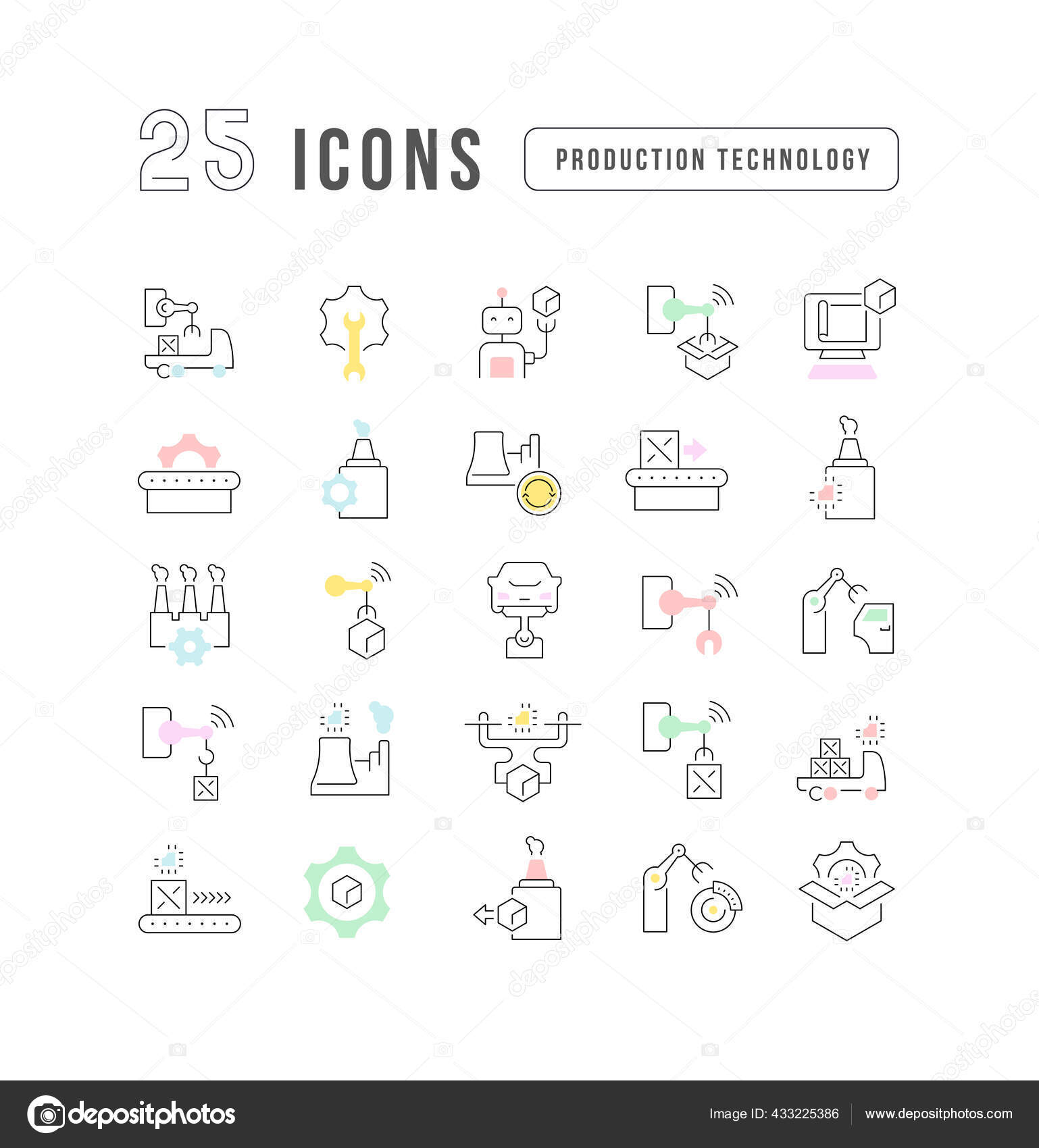 Production Technology Collection Perfectly Thin Icons Web Design App ...