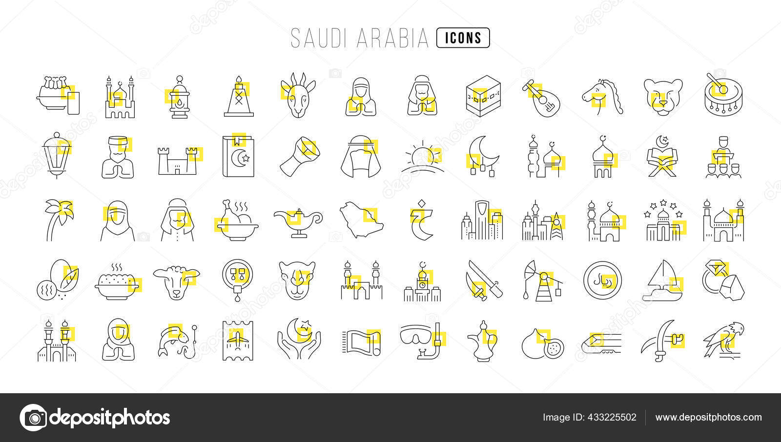 Saudi Arabia Collection Perfectly Thin Icons Web Design App Most Stock ...