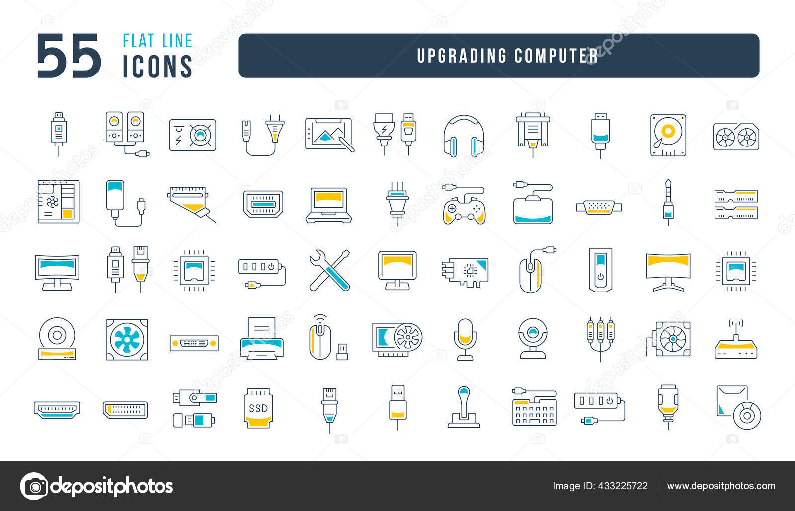 Upgrading Computer Collection Perfectly Thin Icons Web Design App Most Stock Vector by ...